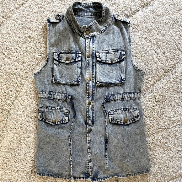 Jackets & Coats | Vintage Japanese Denim Acidwash Vest | Poshmark